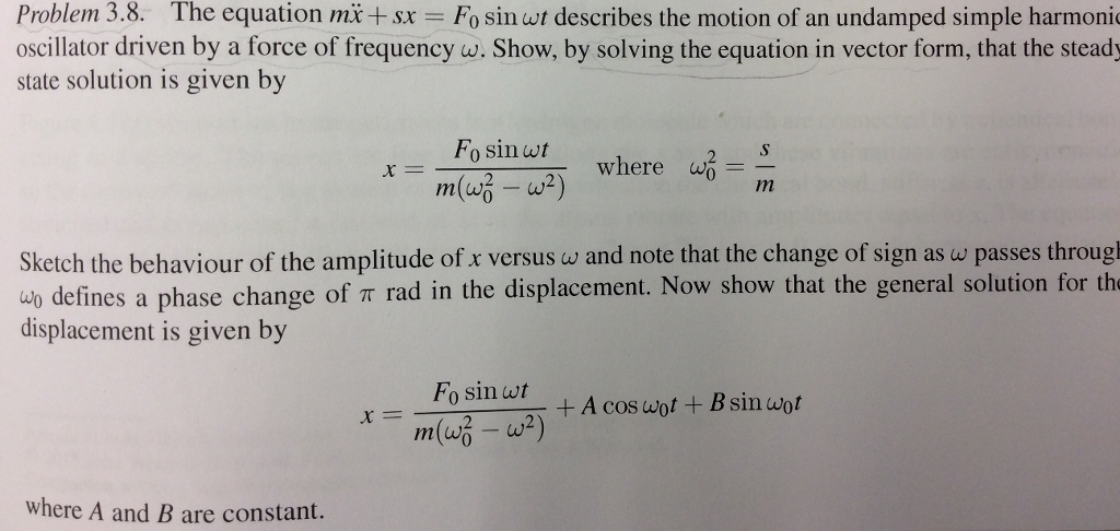 Solved The equation mx+ sx = F_0 sin omega t describes the | Chegg.com