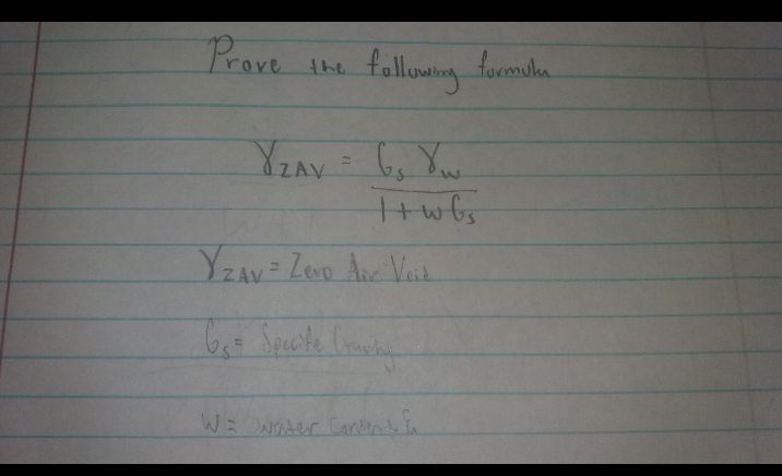 Solved Prove the following formula gamma_ZAV = C_s gamma_w/1 | Chegg.com