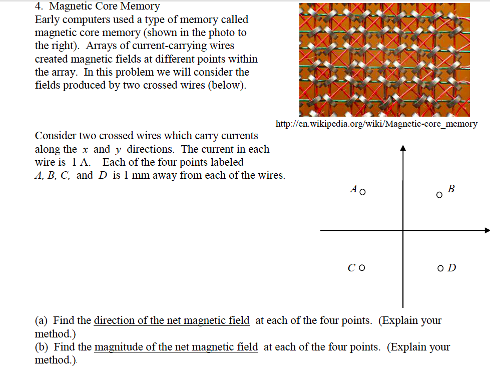 Solved 4. Magnetic Core Memory Early computers used a type | Chegg.com