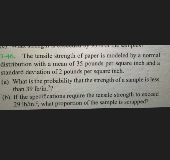 Solved: The Tensile Strength Of Paper Is Modeled By A Norm... | Chegg.com