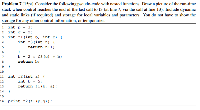 Consider the following pseudo-code with nested | Chegg.com