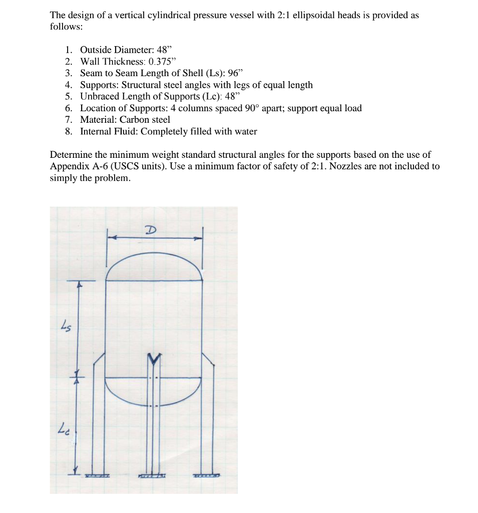 The design of a vertical cylindrical pressure vessel | Chegg.com