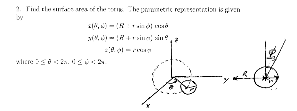 Solved Find the surface area of the torus. The parametric | Chegg.com