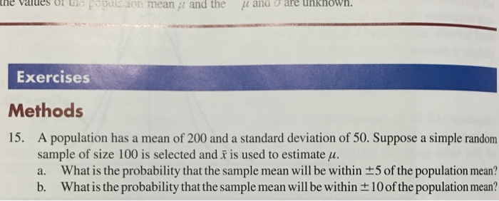 Solved A population has a mean of 200 and a standard | Chegg.com