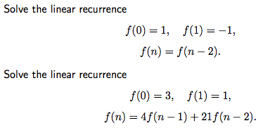 Solved Solve the linear recurrence Solve the linear | Chegg.com