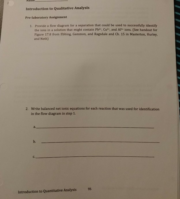 Solved Introduction to Qualitative Analysis Pre-laboratory | Chegg.com