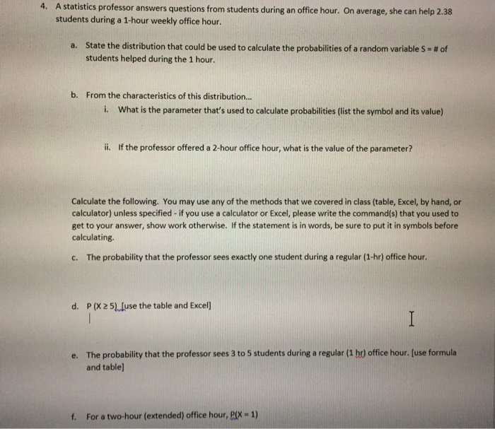 Solved A statistics professor answers questions from | Chegg.com