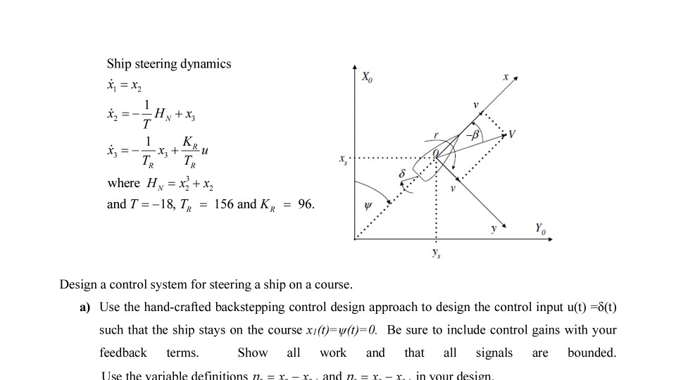 Quesion 4: Given the system. The geometry of the ship | Chegg.com