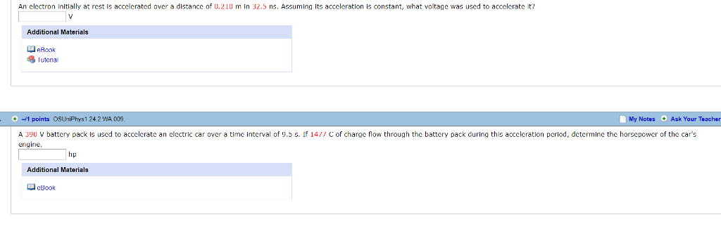 Solved An Electron Initially At Rest Is Accelerated Over A
