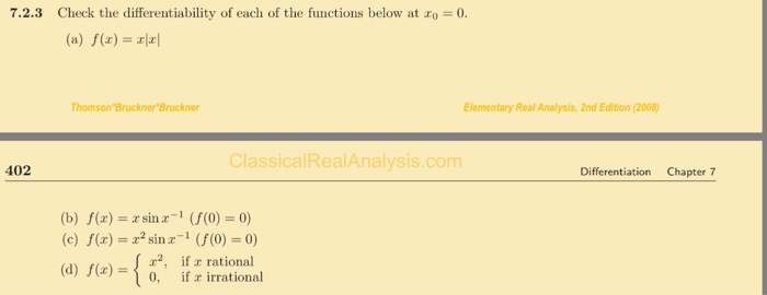 Solved Check the differentiability of each of the functions | Chegg.com