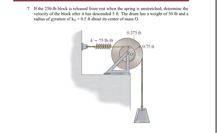 Solved If the 250-lb block is released from rest when the | Chegg.com