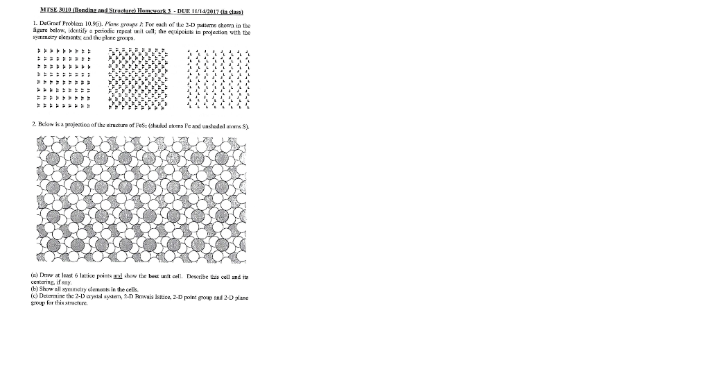 DeGraef Problem 10.9(i). Plane groups I: For each of | Chegg.com