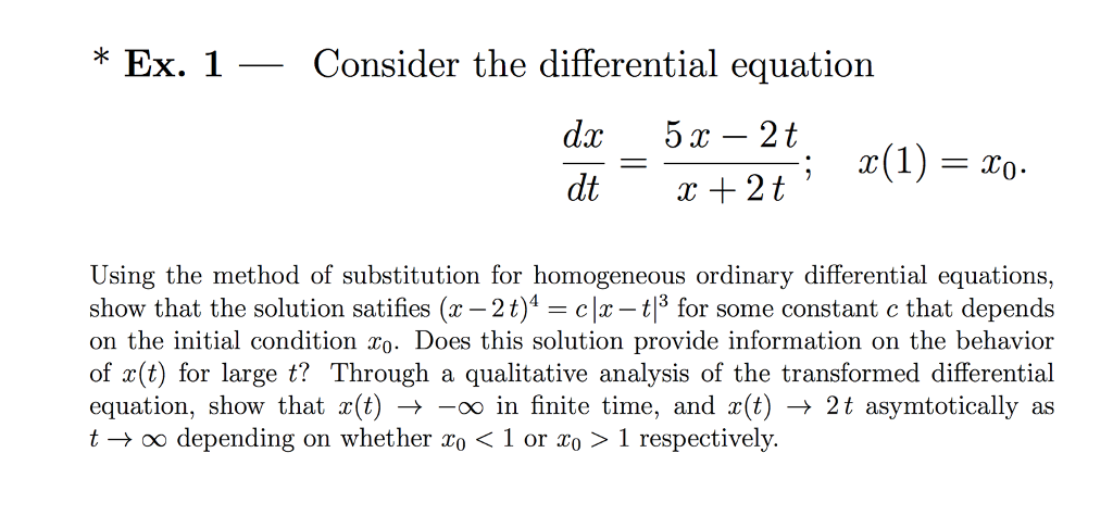 Solved Consider the differential equation dx/dt = 5x - 2t/x | Chegg.com