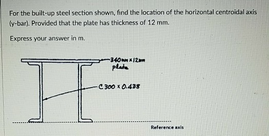 Solved For the built-up steel section shown, find the | Chegg.com