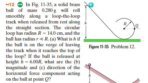 Solved 12 GO In Fig. 11-35, a solid brass ball of mass 0.280 | Chegg.com