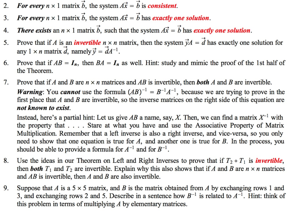 Solved 2. For every n × 1 matrix b, the system Ax b is | Chegg.com