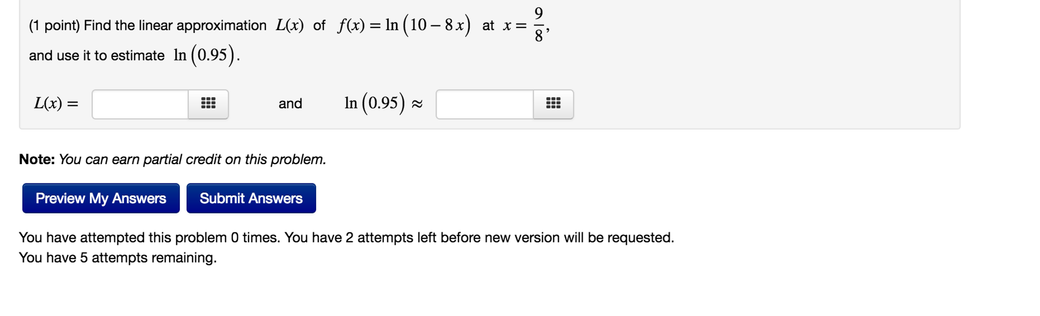 Solved Find The Linear Approximation L X Of F X Ln 10