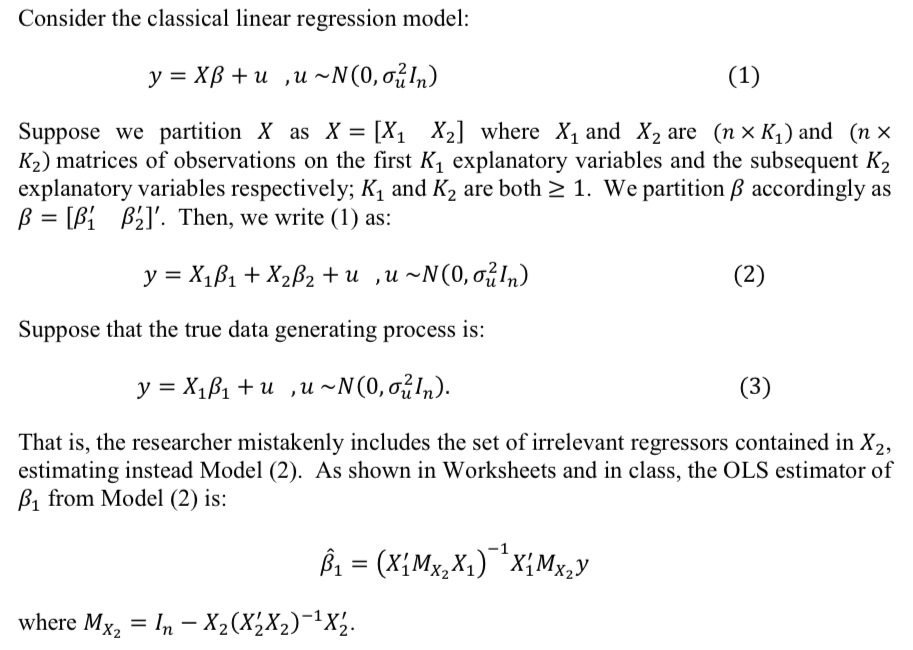 Consider the classical linear regression model: | Chegg.com