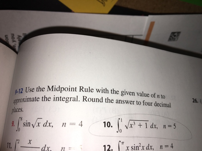 Solved Use the Midpoint Rule with the given value of n to | Chegg.com