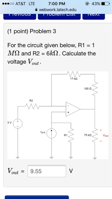 Solved For the circuit given below, R1 = 1 M Ohm and R2 = 6k | Chegg.com