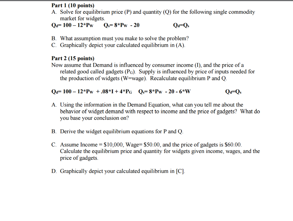 Solved Solve for equilibrium price (P) and quantity (Q) for | Chegg.com