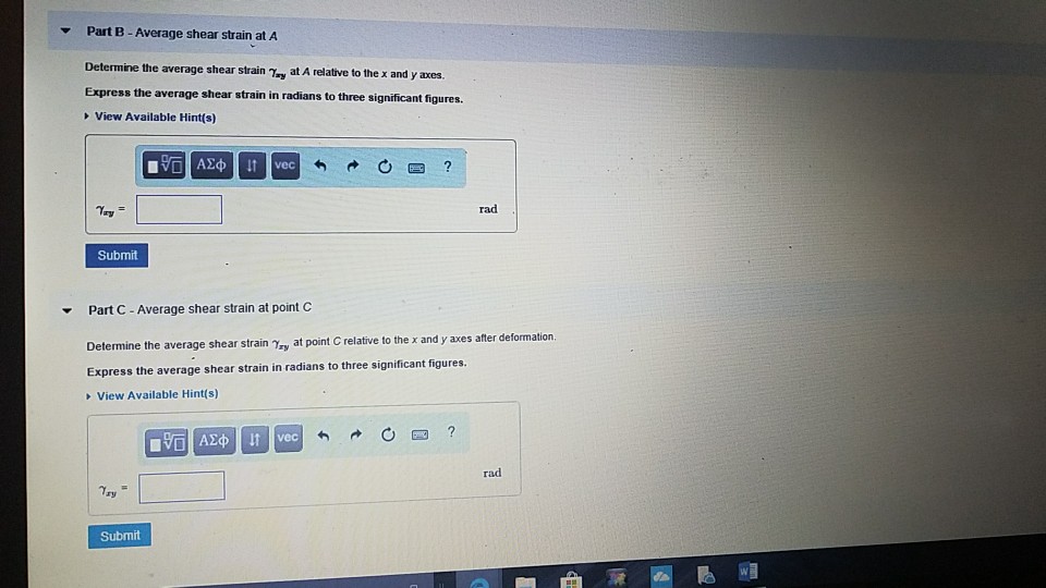 Solved Learning Goal: To determine the average normal strain | Chegg.com