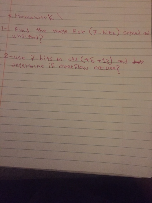 Solved Find the range for (7-bits) signed and unsigned? | Chegg.com