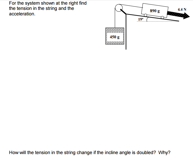 Solved For the system shown at the right find the tension in | Chegg.com