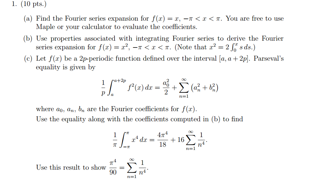 Solved Find the Fourier series expansion for F(x) = x, -phi | Chegg.com