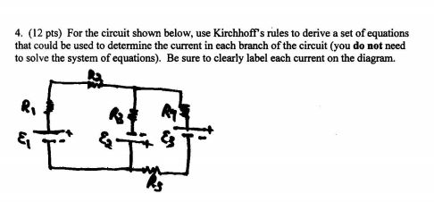Solved 4. For the circuit shown below, use Kirchhoff's | Chegg.com