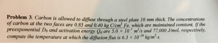 Solved Carbon is allowed to diffuse through a steel plate 10 | Chegg.com