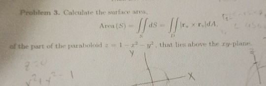 Solved Problem 3. Calculate the surface area, dsr, x r.ldA | Chegg.com