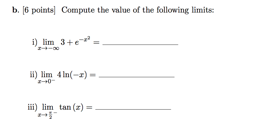 Solved Compute the value of the following limits: | Chegg.com