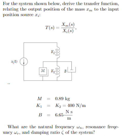 Solved For the system shown below, derive the transfer | Chegg.com