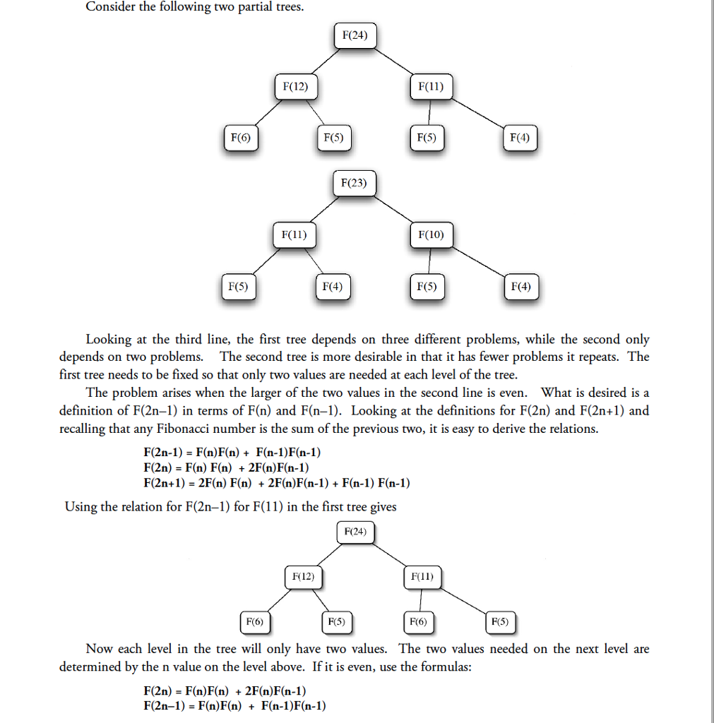 Consider the following two partial trees F(24) F(12) | Chegg.com
