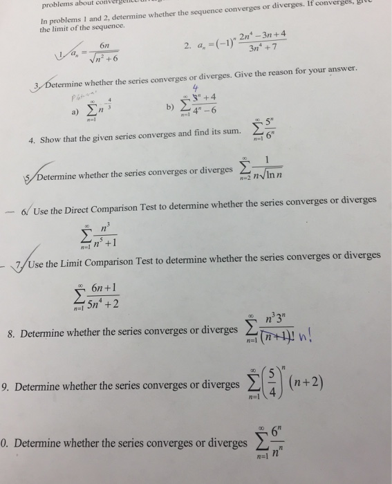 Solved Determine whether the sequence converges or diverges. | Chegg.com