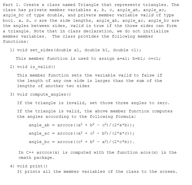 Solved Create a class named Triangle that represents | Chegg.com