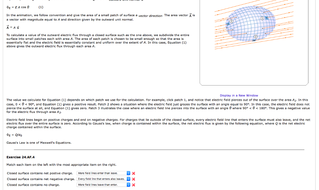 Solved Phi_E = E A cos theta in the animation, we follow | Chegg.com