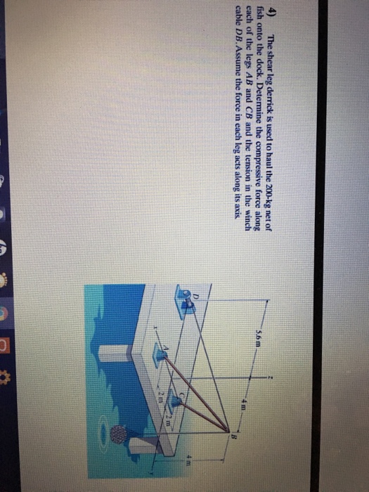 Solved The shear leg derrick is used to haul the 200-kg net | Chegg.com