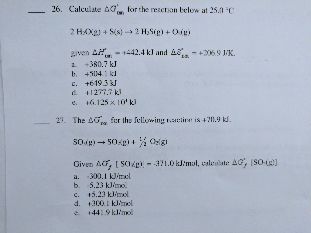 Solved Calculate delta G degree_ for the reaction below at | Chegg.com