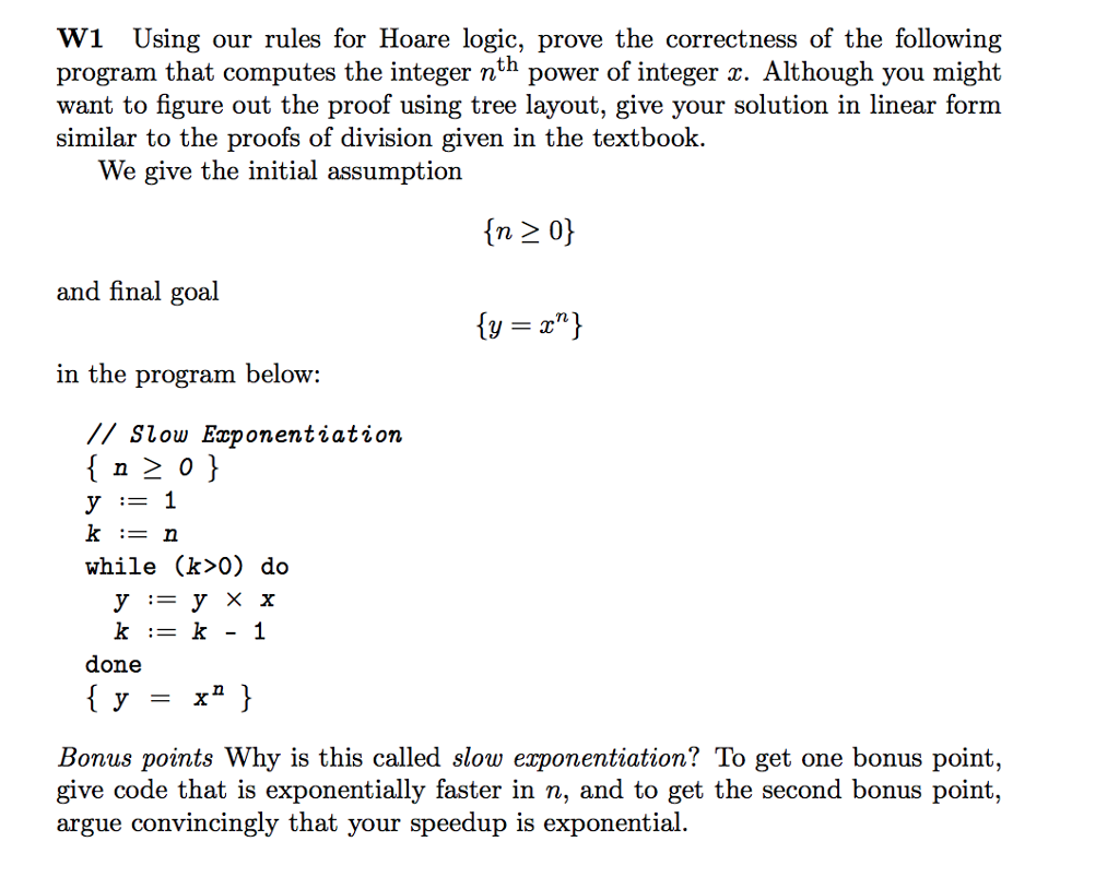 W1 Using Our Rules For Hoare Logic Prove The 