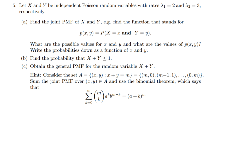 Let X And Y Be Independent Poisson Random Variables