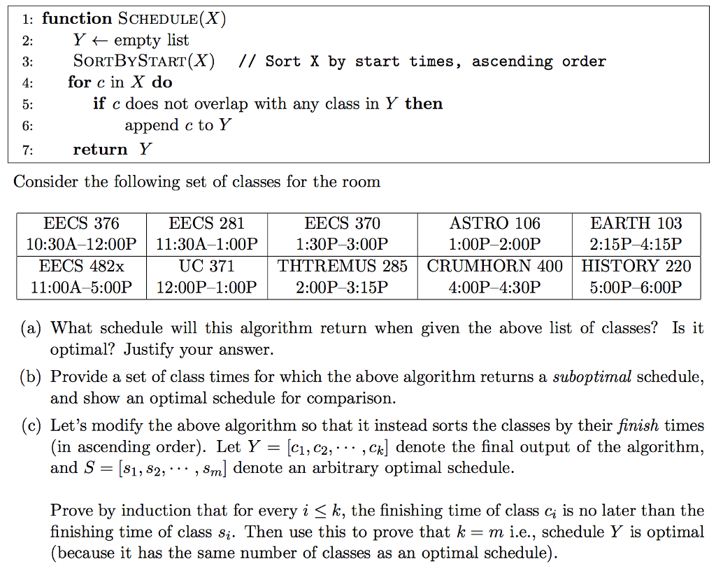 Solved Consider this classic scheduling problem: for a | Chegg.com