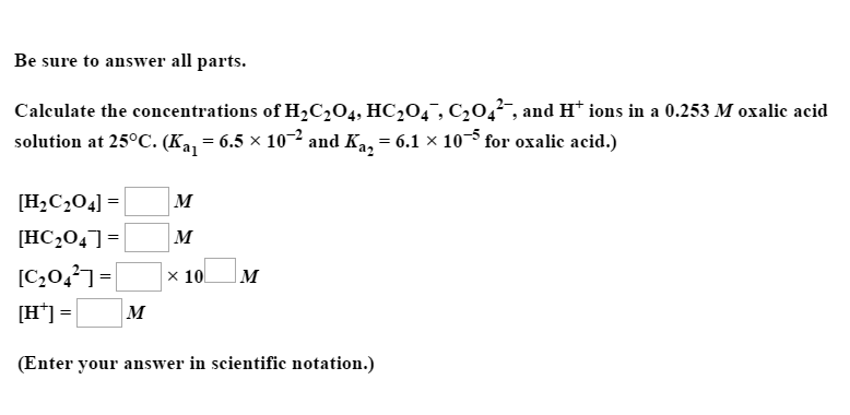 Solved Calculate the concentrations of H_2 C_2 O_4, HC_2 | Chegg.com