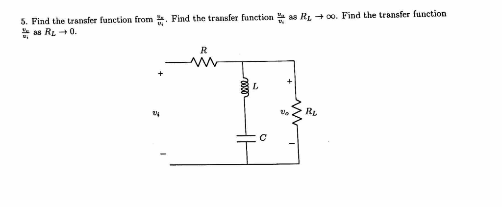 Solved as RL ? o Find the transfer function 5 Find the | Chegg.com