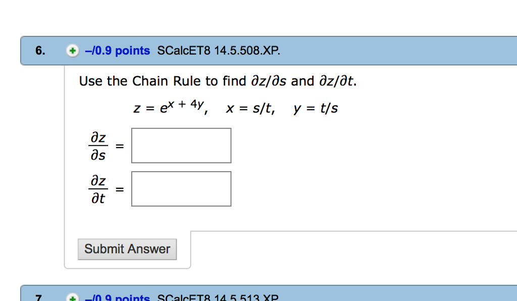 Solved 6. -10.9 points SCalcET8 14.5.508.XP. Use the Chain | Chegg.com