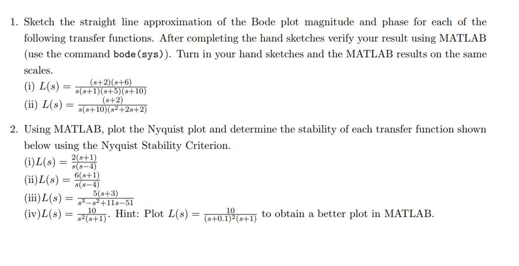 Solved 1 Sketch The Straight Line Approximation Of The Bode