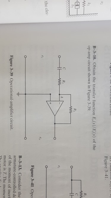 Solved Figure 3-41 B-3-10. Obtain the transfer function | Chegg.com