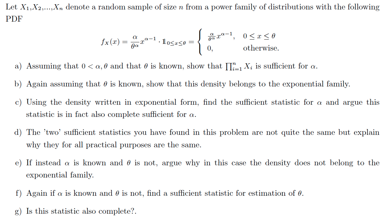 Let XI, X2,..., Xn denote a random sample of size n | Chegg.com