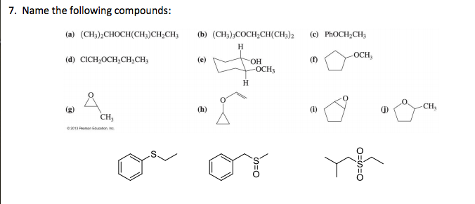 Solved Name the following compounds: | Chegg.com